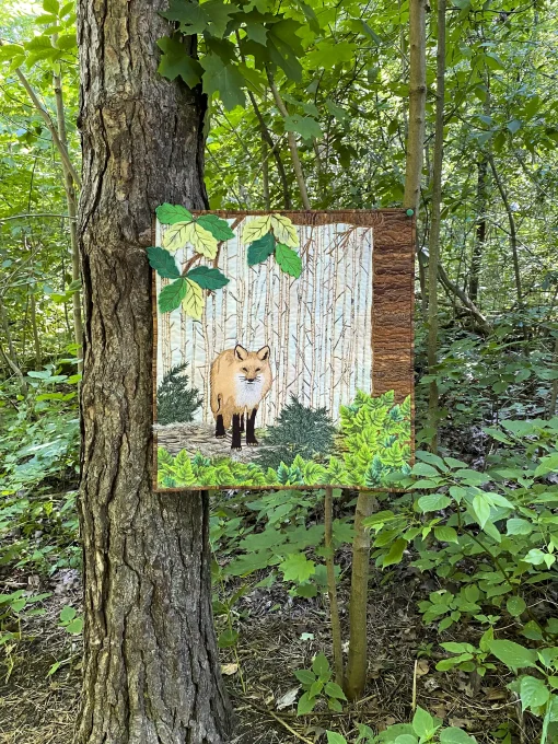 The Majestic Fox Thread Painted Wall Quilt